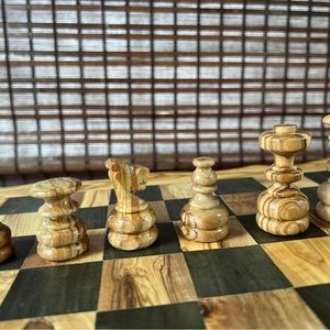 Games | New Rustic Handmade Rustic Olive Wood Chess Set 12 Board With ...